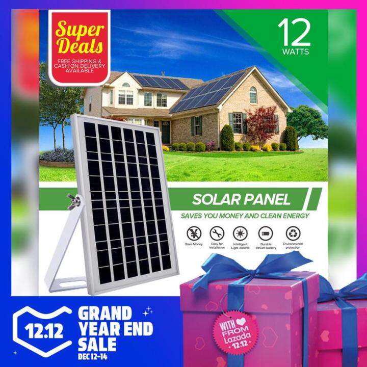 12W Solar Panel, CCLamp 12W Charge Solar Battery Panels 2A Max Current ...