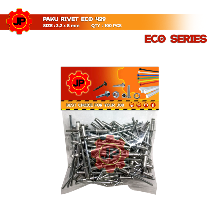 PAKU RIVET ECO 429 100 PCS 3.2 x 8 MM BLIND RIFET TEMBAK ALUMINIUM ...