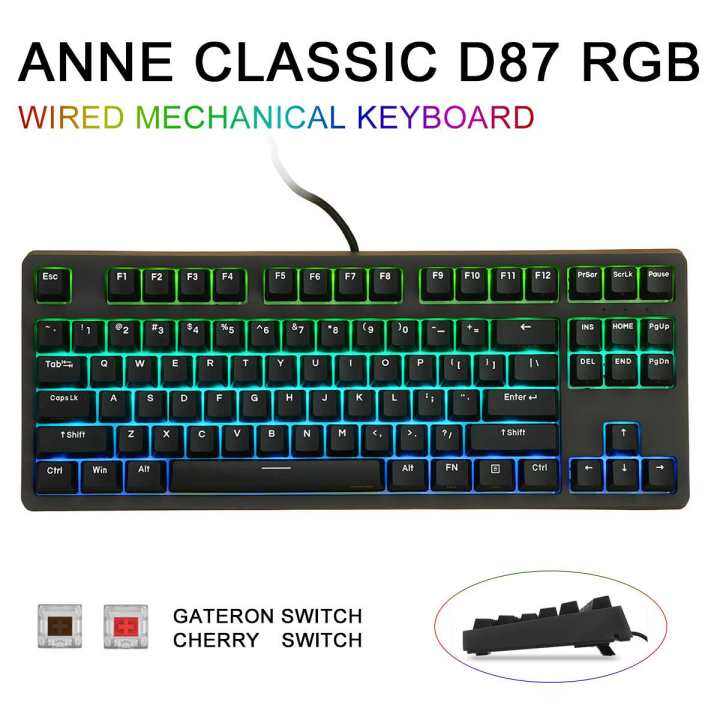 [2021ใหม่] HEXCORE ANNE คลาสสิก D87แป้นพิมพ์แบบมีสาย RGB Backlit PBT ...