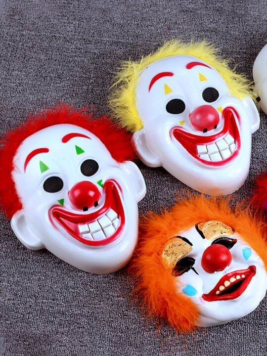 Clown mask cos headgear full face latex mask adult scary smiley funny ...