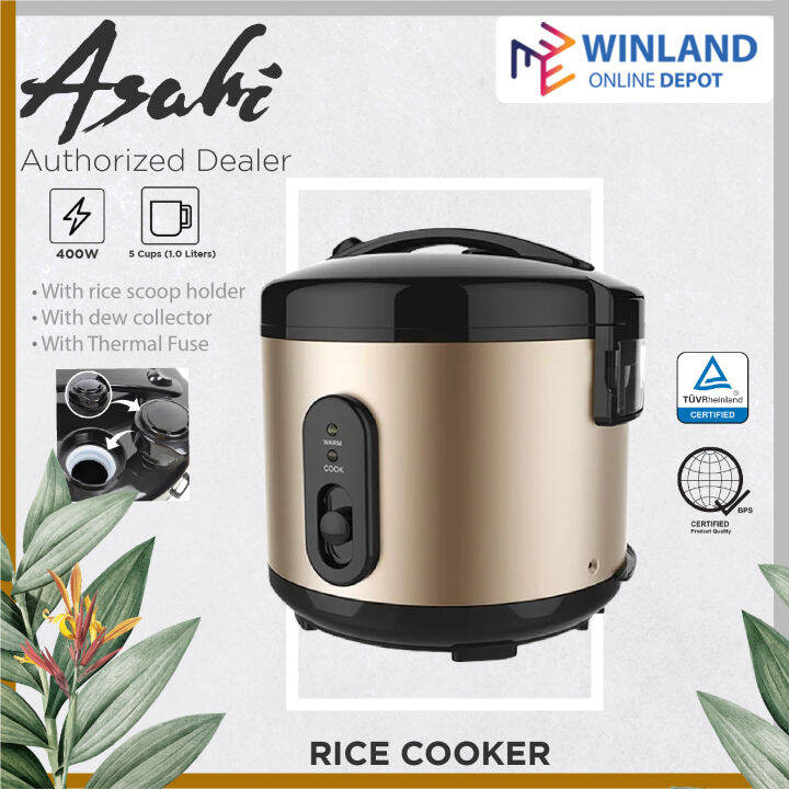 ASAHI by Winland 5 Cups Rice Cooker with Aluminum Non-stick Inner Pot ...