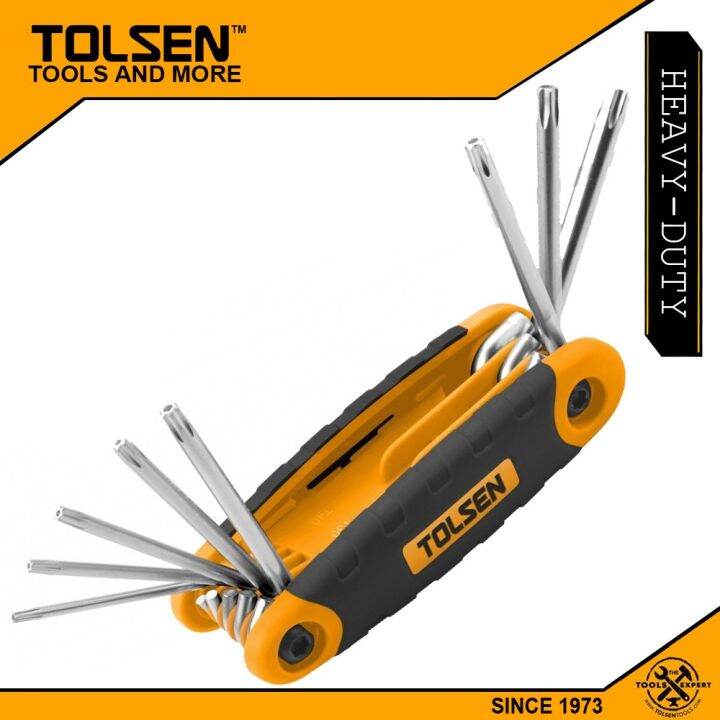 Tolsen 8Pcs Folding Torx Star Allen Hex Key Set (T9/T10/T15/T20/T25/T27 ...