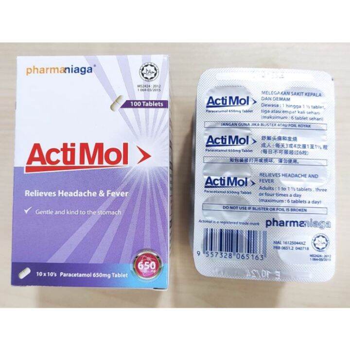 ACTIMOL 650MG Tablet 10s (PARACETAMOL 650MG) | Lazada