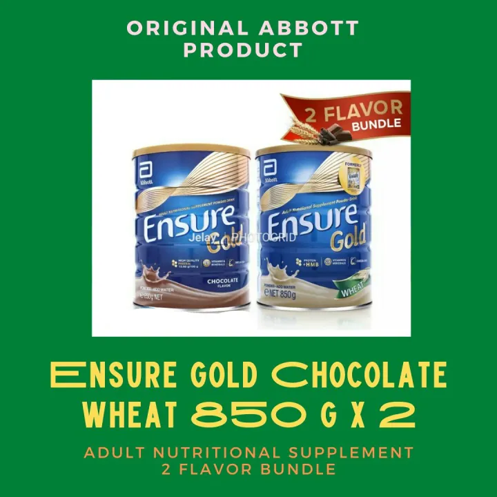 Ensure Gold HMB Chocolate and Wheat Flavor 850 g x 2 (2 FLAVOR BUNDLE)! 2 week supply of adult ...