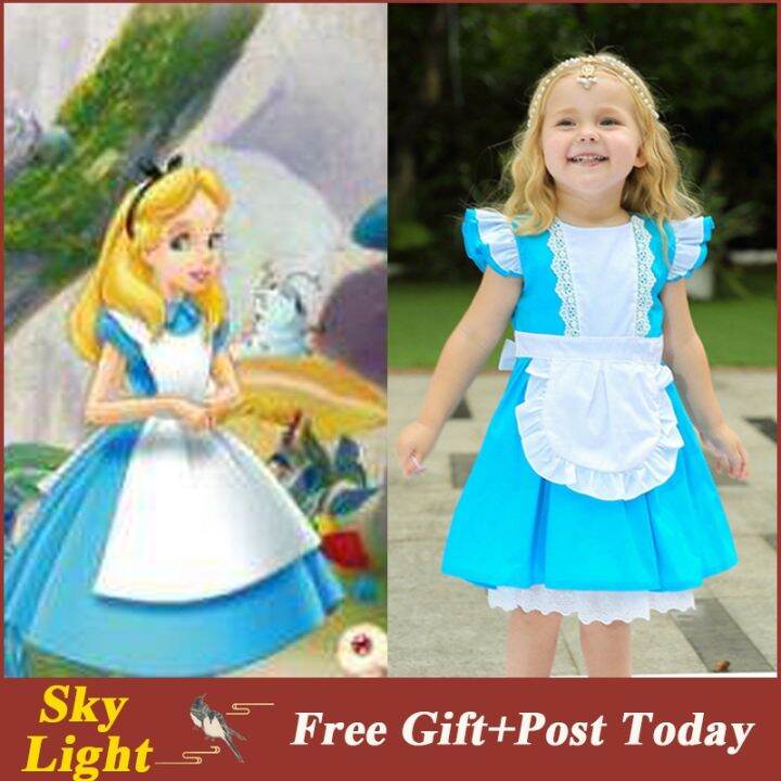 ๑ Alice in Wonderland Kids Girls Fancy Dress Maid Lolita Cosplay ...