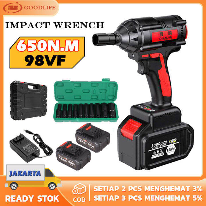 [MERAH-HITAM]ORIGINAL JLD IMPACT WRENCH 98 VOLT CORDLESS IMPACT JLD ...