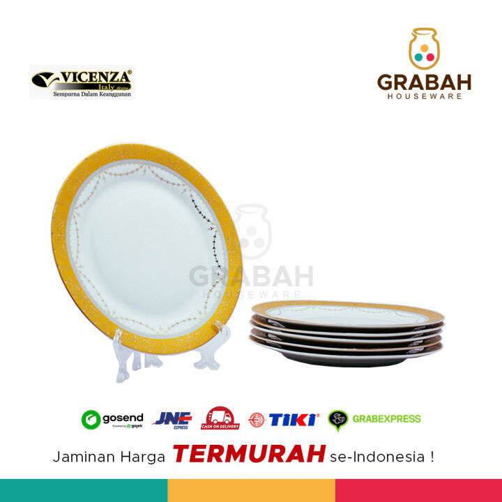 Vicenza Piring Makan / Saji Bulat Porselen Emas Dinner Plate 10,5 ...