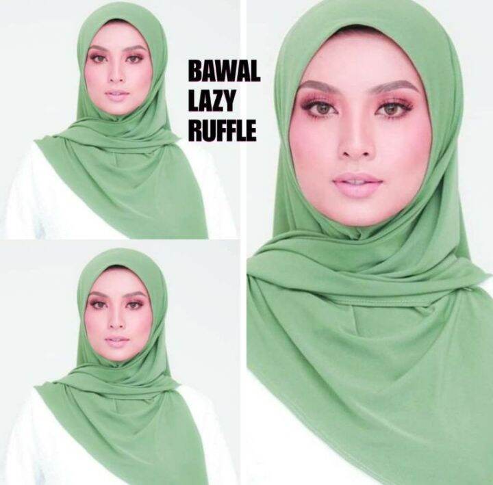 TUDUNG BAWAL LAZY IROLESS RUFFLE INSTANT TRAVEL KAIN MOSSCREPE | Lazada