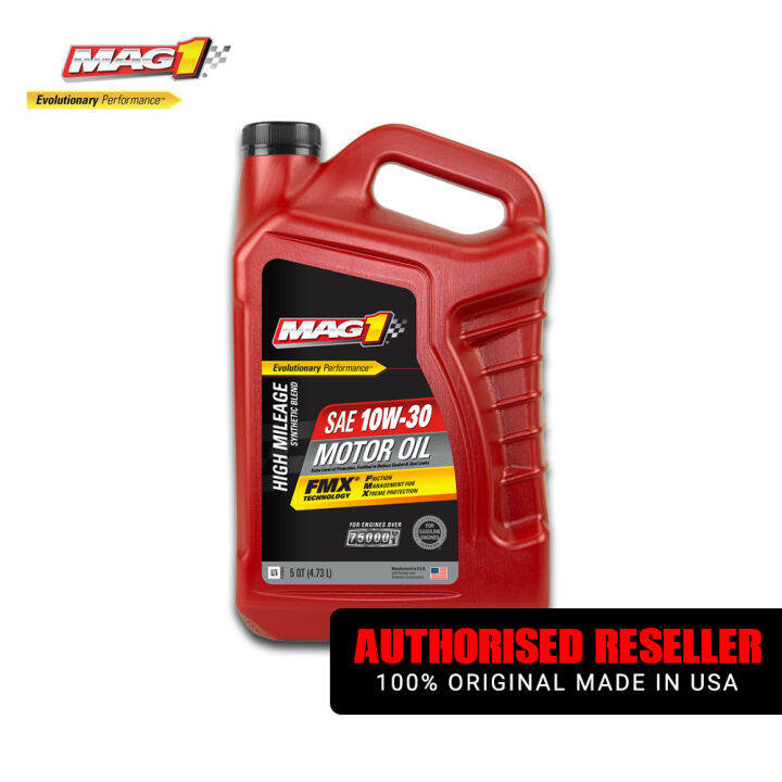 MAG 1 High Mileage Synthetic Blend SAE 10W‑30 Motor Oil for Gasoline Engines 5qt PN# 67180 ...