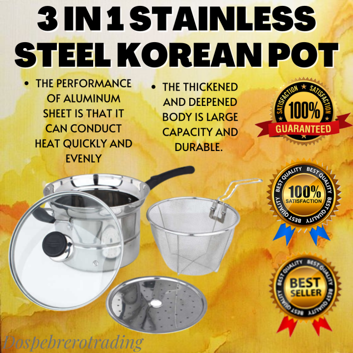Best Seller 3 in 1 STAINLESS STEEL KOREAN POT | 3in1 Korean ...