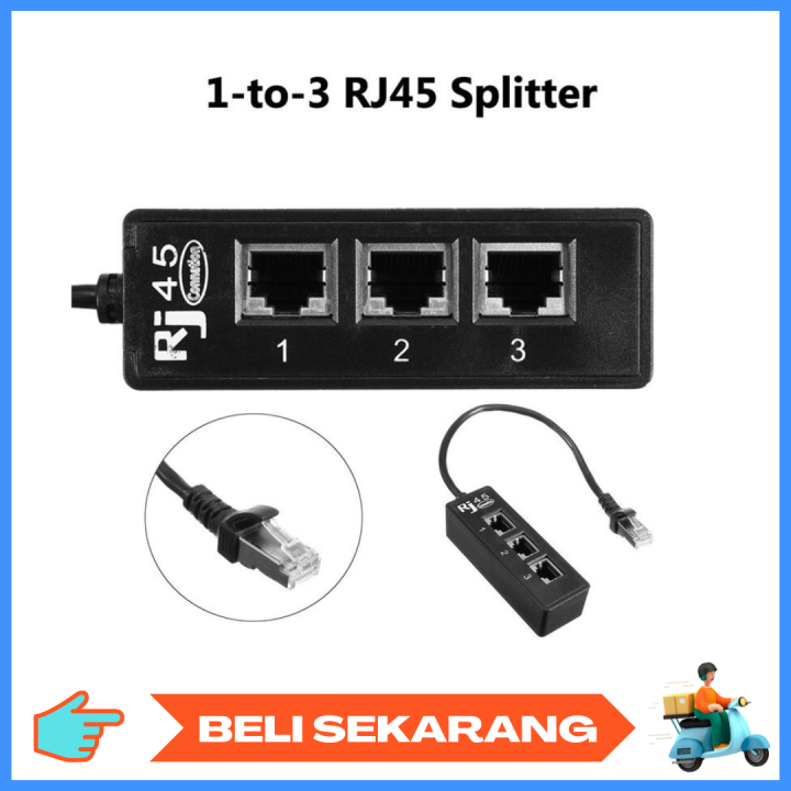 Splitter RJ45 LAN Ethernet Network Connector Hub 3 Port Multifungsi / 3 ...