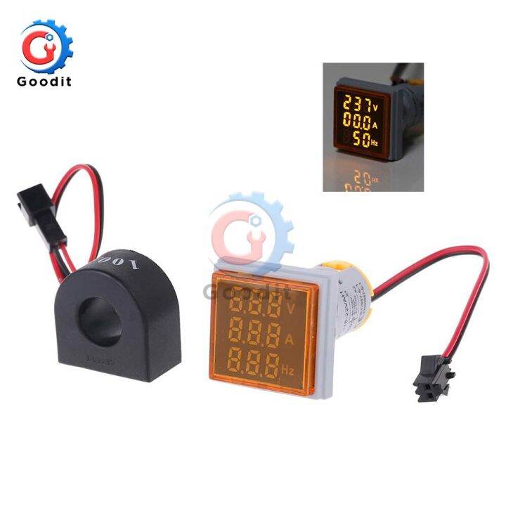 Digital Voltmeter Meter Ammeter Hertz Frequency Meter AC 60~500V 22mm Current Voltage Indicator ...