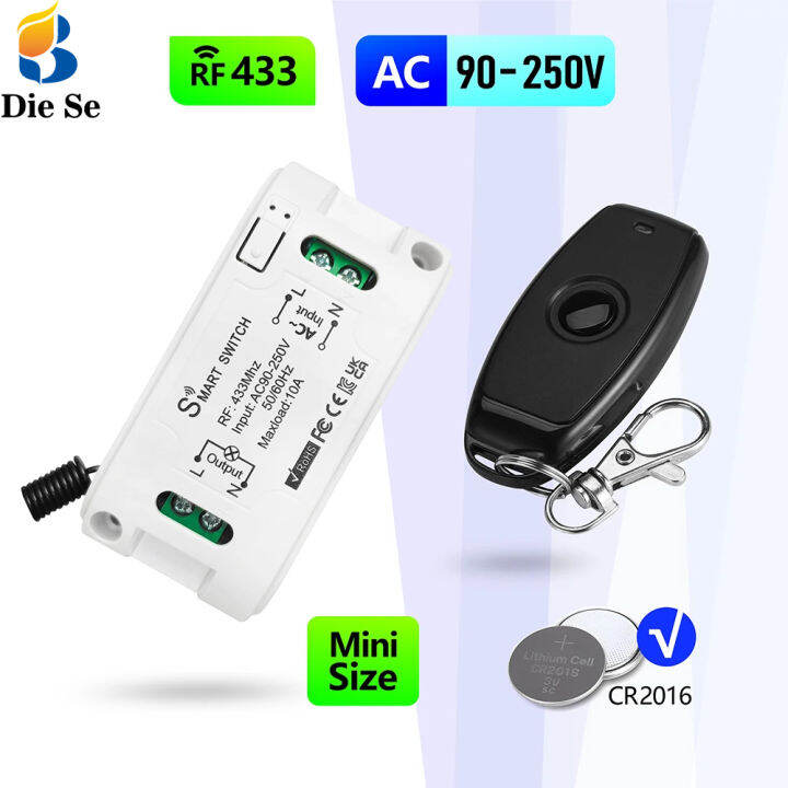 Diese RF Wireless Remote Control Light Switch AC 110V 220V 10A 433MHz ...