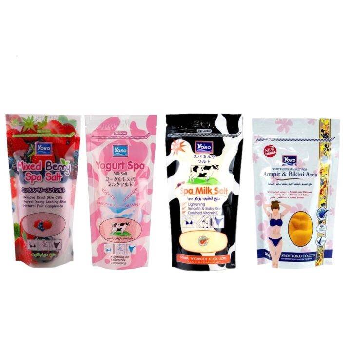 Yoko Spa Salt Milk Whitening / Yogurt / Armpit & Bikini Area Body Scrub ...