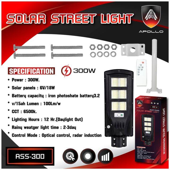 Apollo Street Light ไฟโซล่าเซลล์ ไฟถนน 200W, 300W, 400W ไฟพลังแสง ...