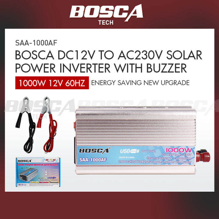 BOSCA Solar Power Inverter 1000 Watt DC 12V To AC 220-230V Car Volt ...