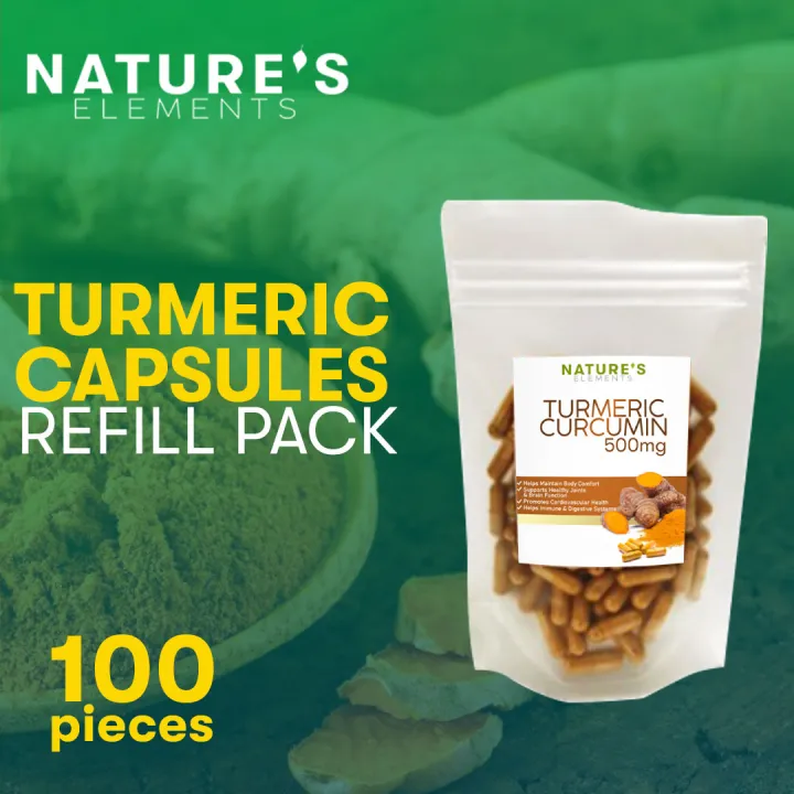 Organic Pure Natural Turmeric Capsules Refill Packs (100 Capsules ...