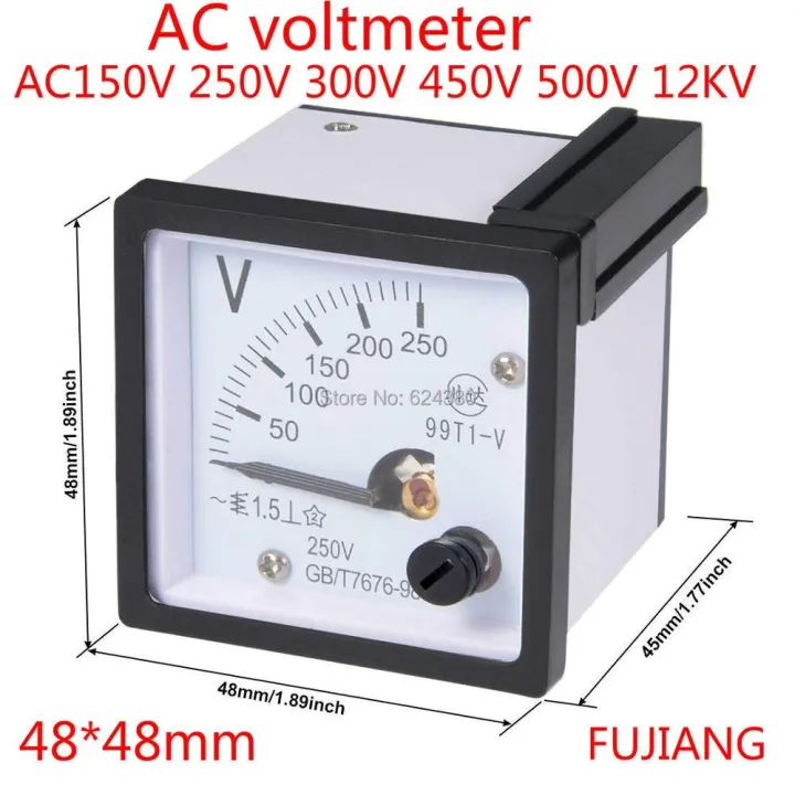 Pointer type AC voltmeter AC 0-250V 300V 450V 500V Analog Panel Volt ...