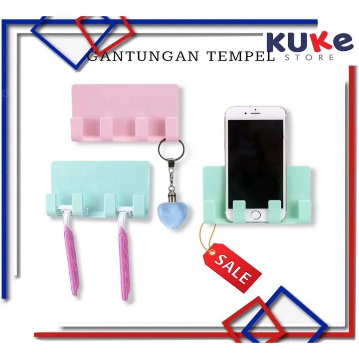 HOKO Holder HP Dinding Tempel 4 Kait / GANTUNGAN TEMPEL DINDING 4 KAIT ...