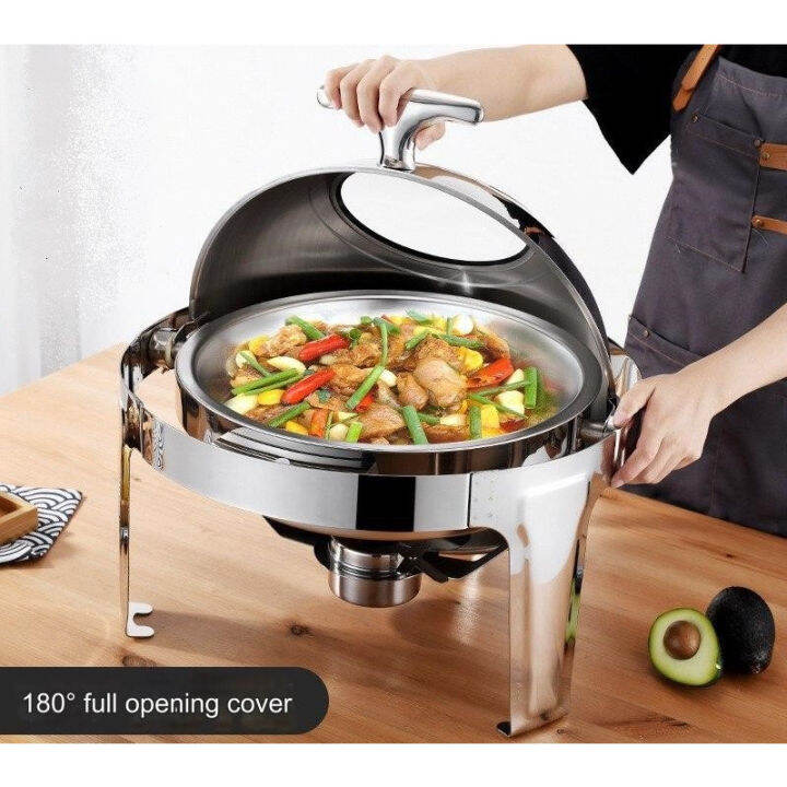 47cm Stainless Steel Round Roll Top Chafing Dish Buffet Set Catering ...