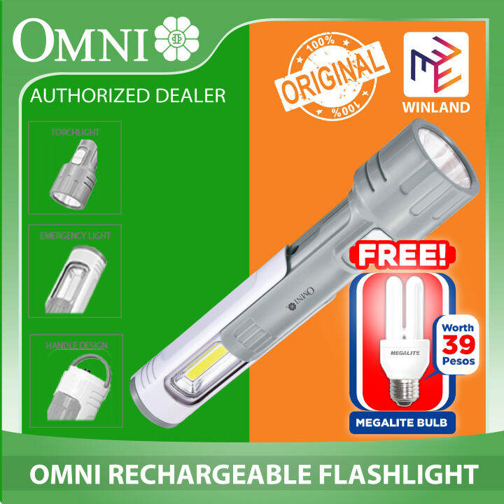 OMNI Original LED Rechargeable Flash Light Torchlight Emergency Light Flashlight RFL-9128 ...