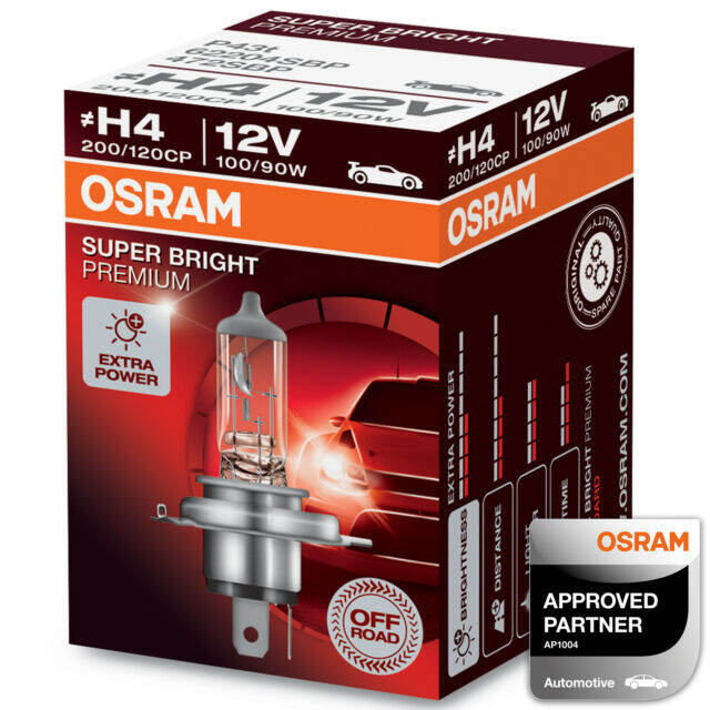 OSRAM H4/100W Headlight Bulb P43T 62204SBP 12V Super Bright Premium 200 ...