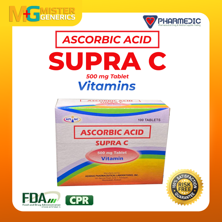 SUPRA C - ASCORBIC ACID VITAMIN C 500mg 100 Tablets | Lazada PH