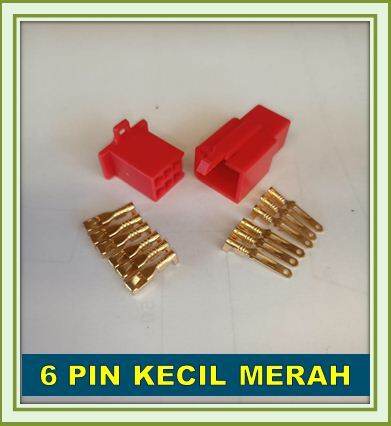 SOKET 6 PIN SKUN KECIL MERAH / SOCKET KABEL 6 PIN KECIL / KONEKTOR 6 ...