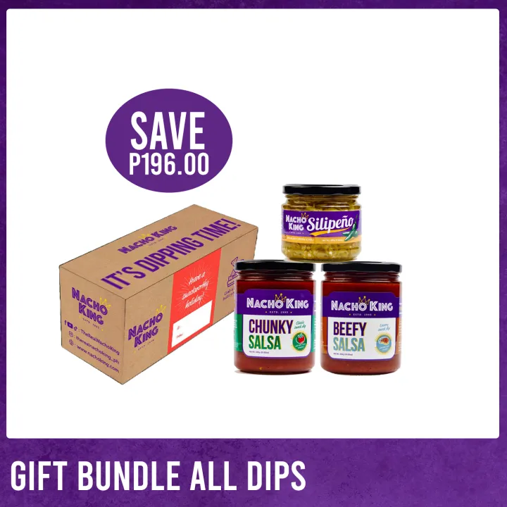 Nacho King Gift Bundle ALL DIPS - 1 Chunky Salsa 440g + 1 Beefy Salsa 440g and 1 Silipeno 280g ...