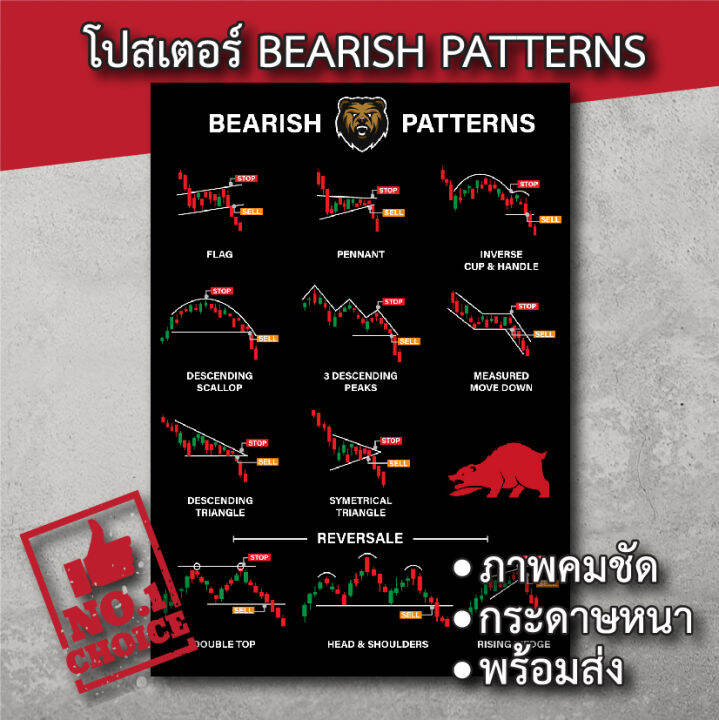 โปสเตอร์หุ้น ชาร์ตแพทเทิร์น Bear Chart Pattern กราฟเทคนิค หุ้น หนังสือ ...