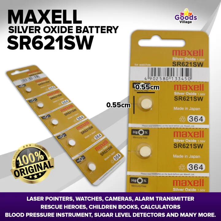 Maxell Silver Oxide Battery SR621SW 1.55 volts (5PCS) Laser pointers ...