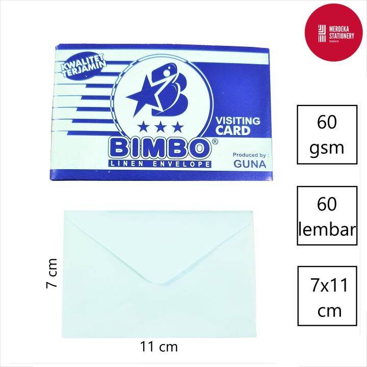 Amplop Bimbo Kartu Nama Tanpa Lem/Perekat 7x11 cm 60 lembar 60gr/gsm ...