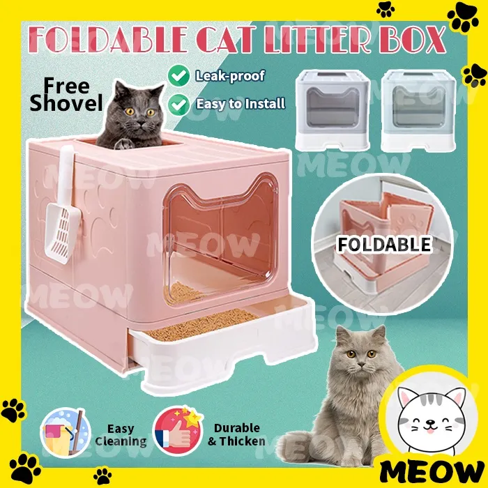 MEOW Foldable Cat Litter Box Portable Litter Box Cat Toilet Tempat ...