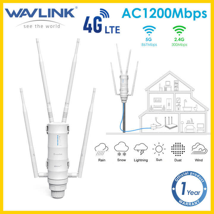 Wavlink AC1200 High Power 4G LTE Outdoor Wi-Fi Router Dual Band 2.4Ghz ...