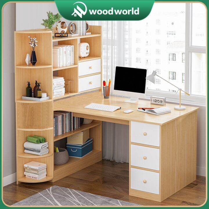 【Solid Wood】Study Table With Drawers 100/120/140CM Wooden Office Table ...