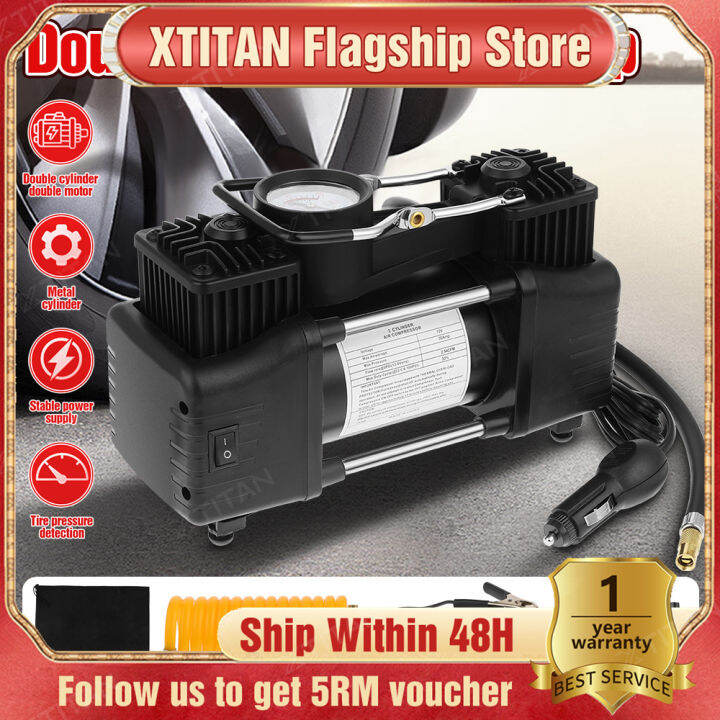 【XTITAN Flagship Store】Portable Multi-Function Double Cylinder Vehicle Air Pump Electric Blast ...