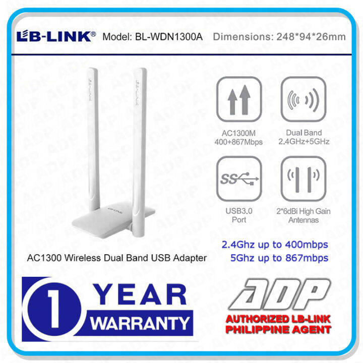 LBLINK BL-WDN1300A AC1300 Dual Band DUAL ANTENNA HIGH GAIN WiFi USB ...