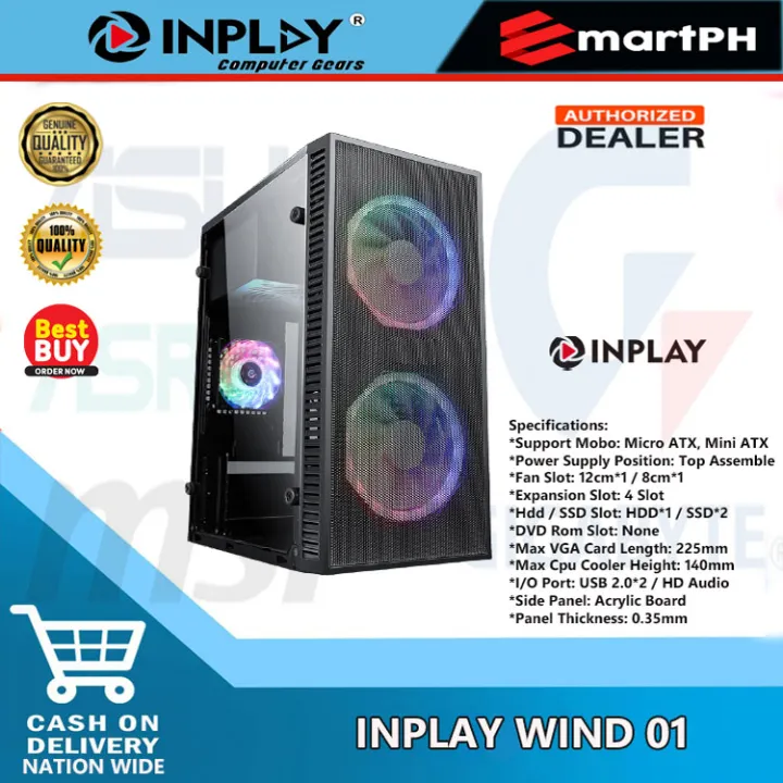 ORIGINAL (emartPH) Inplay Wind 01 Micro Atx or ITX Gaming Case Acrylic side panel (PSU AND FAN ...