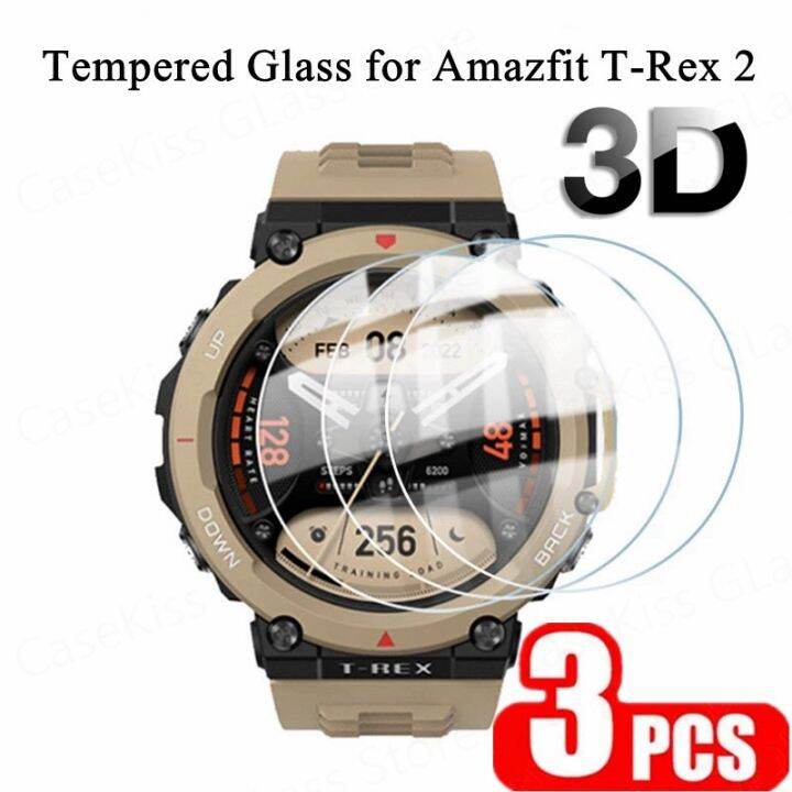 3Pcs กระจกนิรภัยสำหรับ Huami Amazfit T-Rex 2 Trex Pro ป้องกันหน้าจอแก้ว ...
