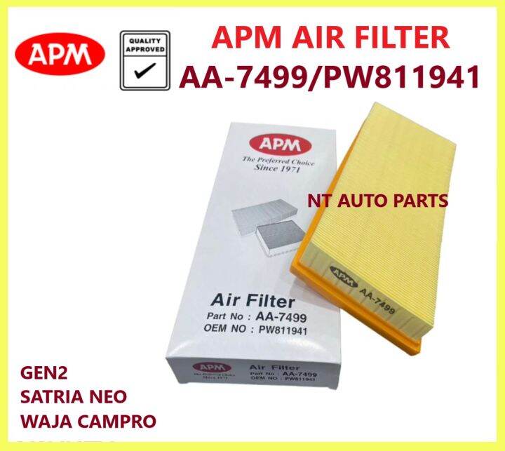 (100% ORIGINAL) APM AIR FILTER AA-7499 PW811941 GEN2 / SATRIA NEO ...