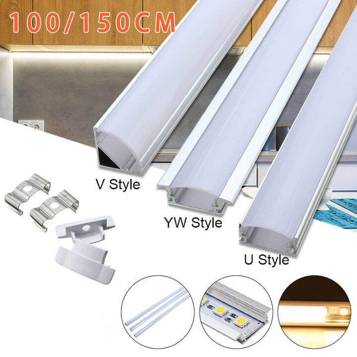 100/150cm U/V/YW Aluminum LED Strip Light Bar Channel Holder Cover End ...