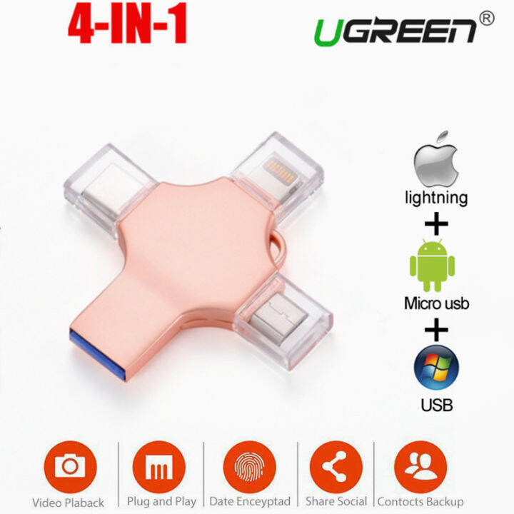 4 In1ไดร์ฟปากกา Type-C OTG USB แฟลชสำหรับไอโฟนไอแพดแอนดรอยด์256GB 1TB ...