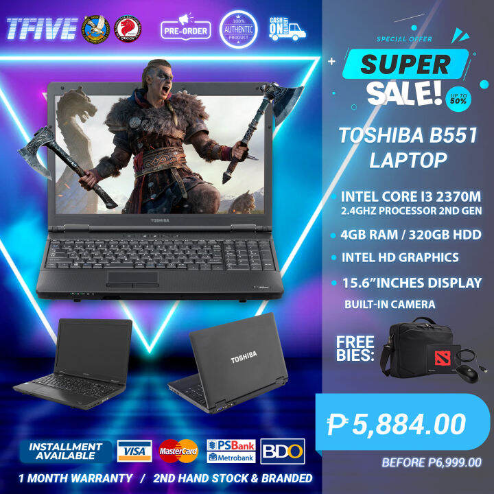 LAPTOP TOSHIBA B551 INTEL CORE I3 2370M 2.4GHZ 2ND GEN + ACCESORIES preloved | Lazada PH