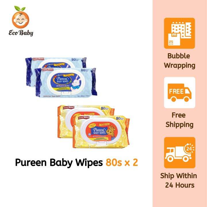 Pureen Baby Wipes / Wet Tissue Twin Pack 80's x 2 | Lazada