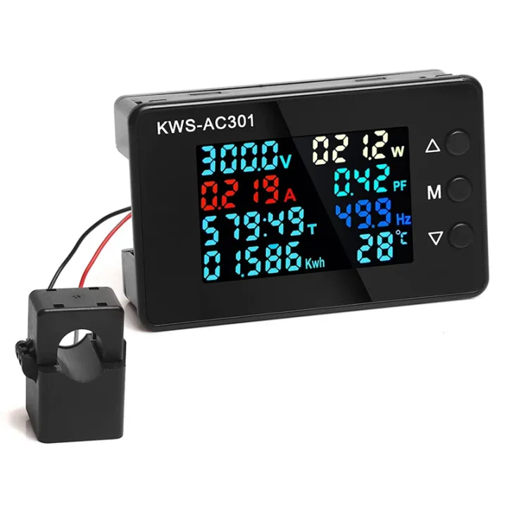AC Meters,50-300V 100A with Open Transformer Electric Energy Monitor ...