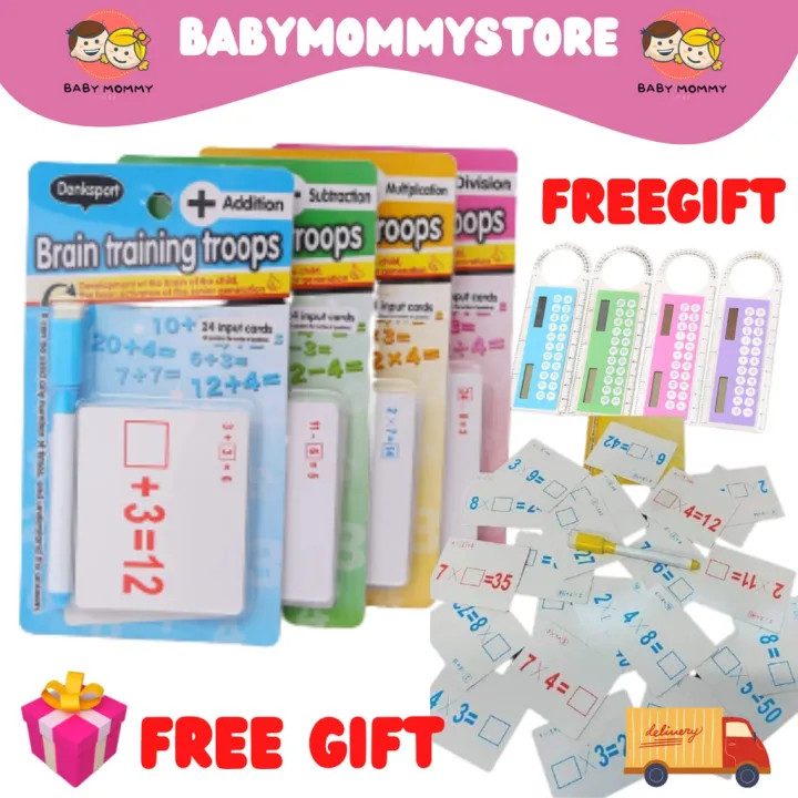 Kids Flashcard Mathematic Erasable Learning Card Free Calculator Ruler ...