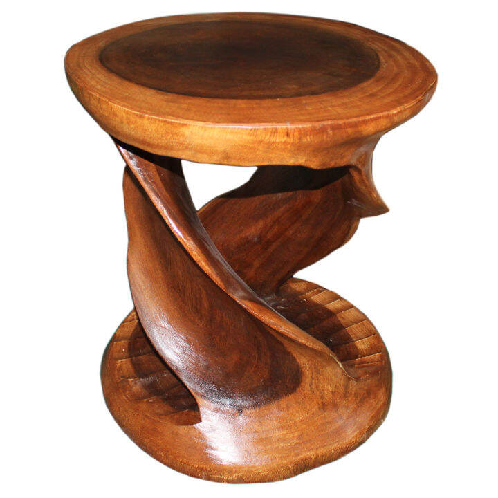 SANDERWOOD Wooden Spiral Round Table Corner Table Side Table 14x18 ...