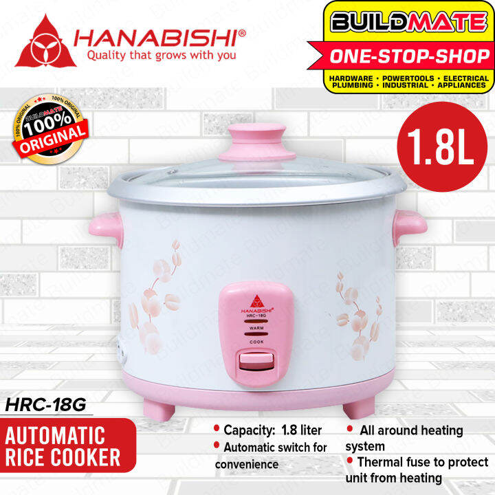 HANABISHI Rice Cooker 1.8L 10 Cups HRC-18G •BUILDMATE• | Lazada PH