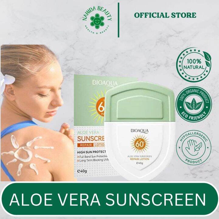 Original ALOE VERA SUNSCREEN REPAIR LOTION SPF 60+ PA+++ 40g UV Defense High Sun Protection Long ...