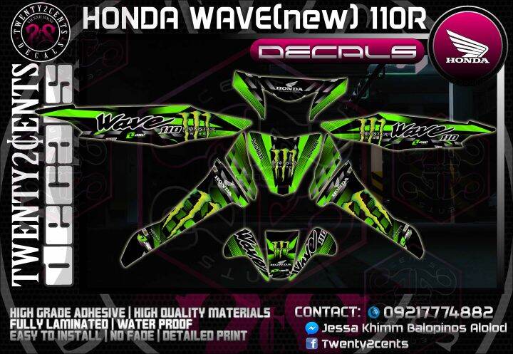 honda wave 110r decals / sticker monster energy | Lazada PH